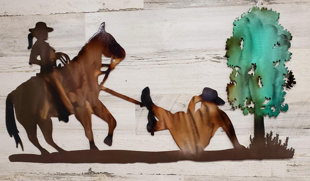 COWGIRL ROPER RUSTIC METAL WESTERN WALL DECOR COWBOY WEDDING GIFT ...